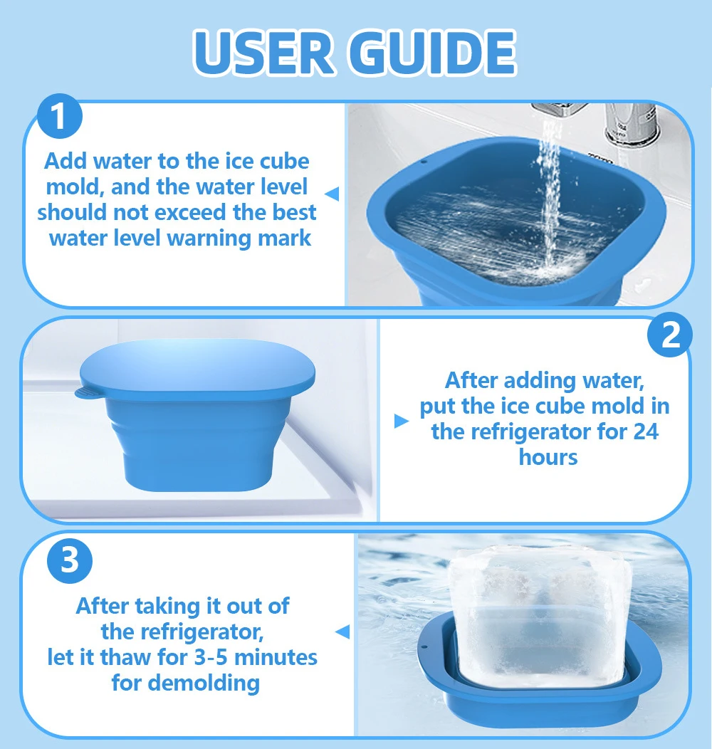 Custom Logo Single 8lb Retangular Ice Bath Mold Extra Large Foldable ...