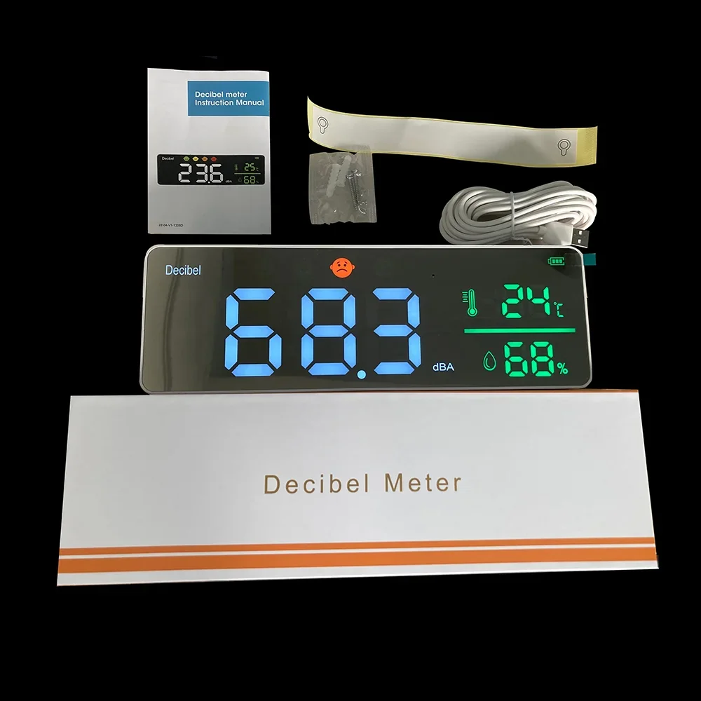Wall-mounted Decibel Meter 2000mah Desktop Sound Level Monitor Large ...