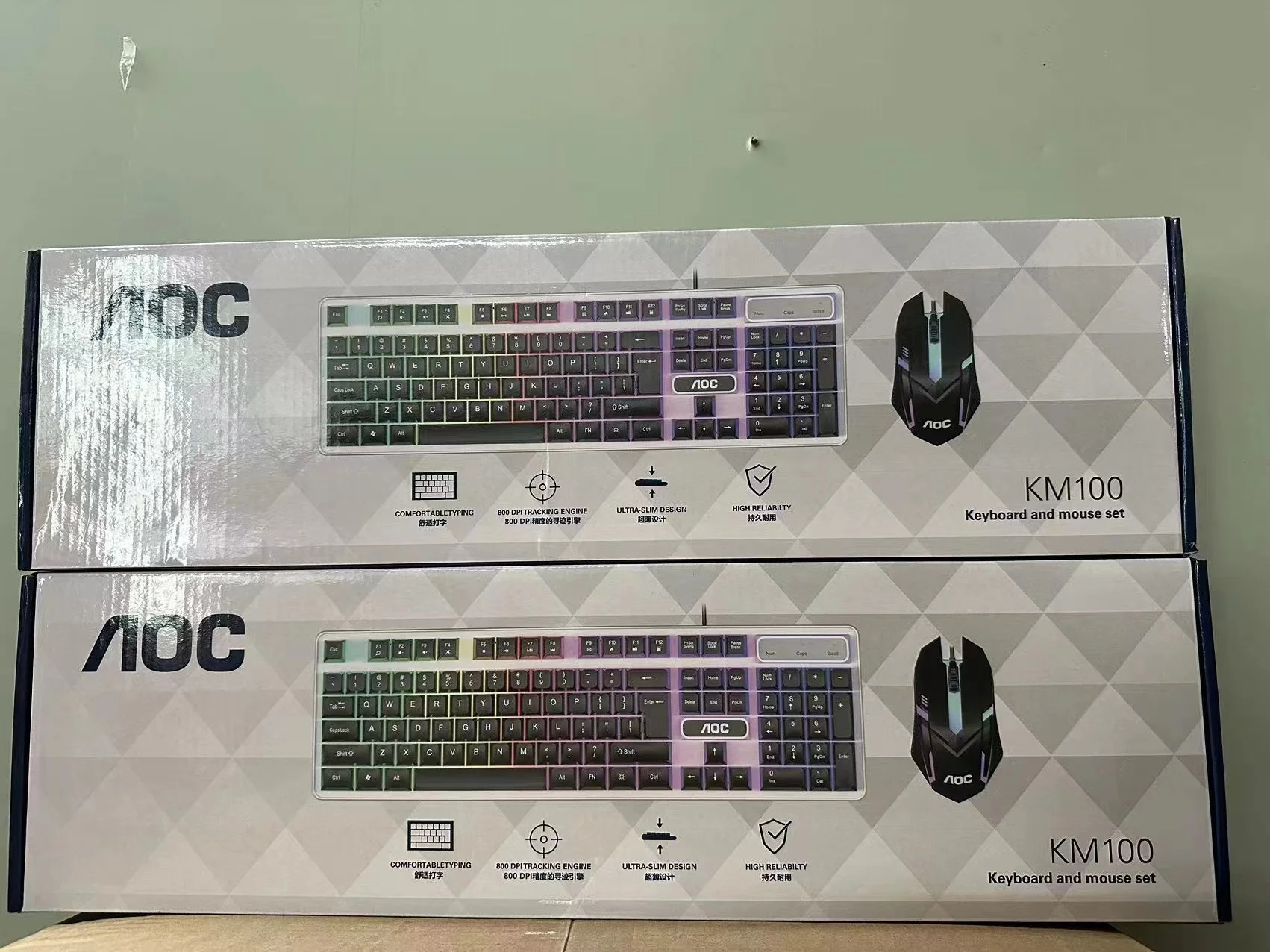 Aoc Km100 Wired Usb Luminous Keyboard And Mouse Set Mechanical Touch ...