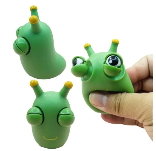 Novelty Funny Decompression Green Vegetable Bug Worm Popping Big Eyes ...
