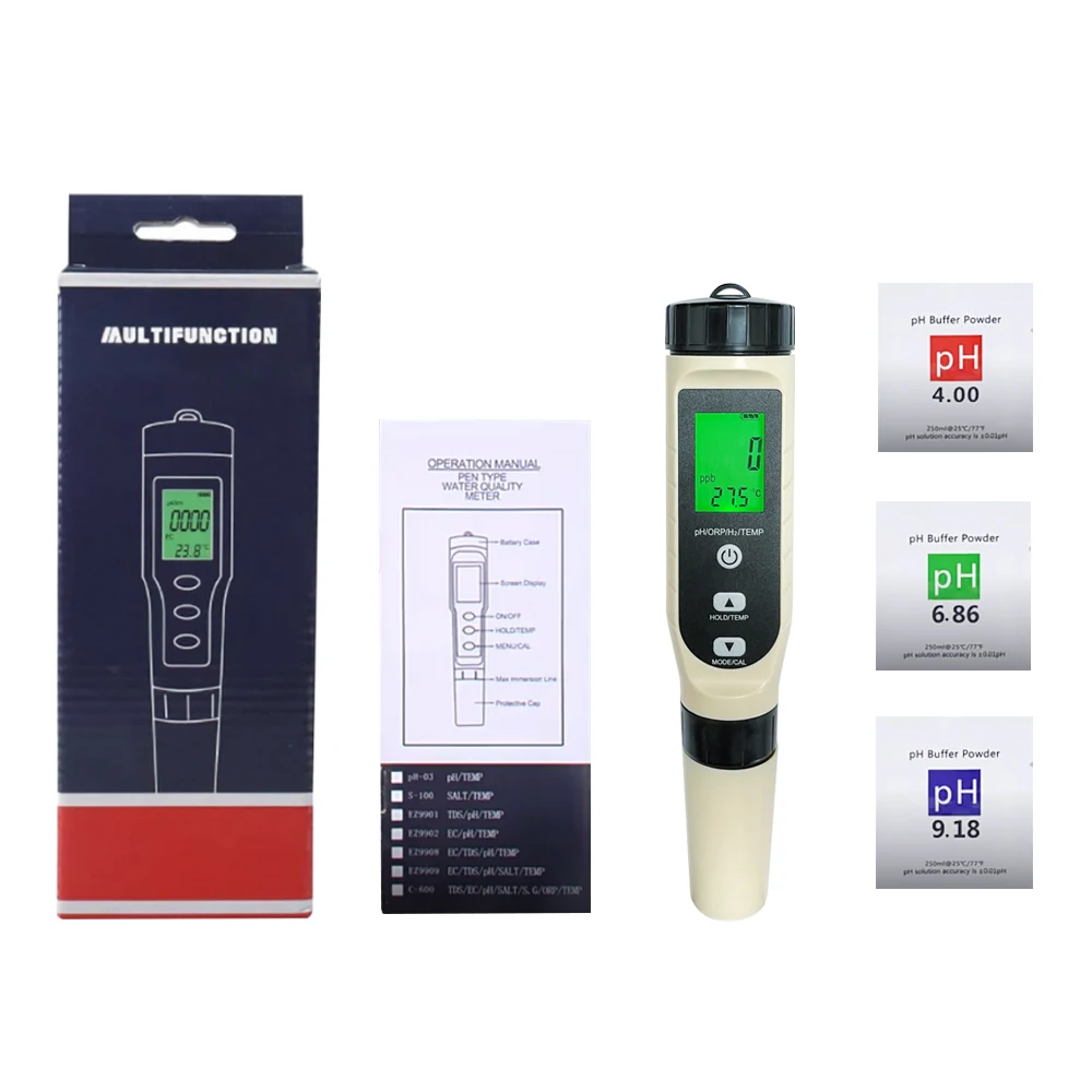 4 In 1ph H2 Meter Rich Hydrogen Meter Digital Hydrogen Tester Ph/orp/h2 ...