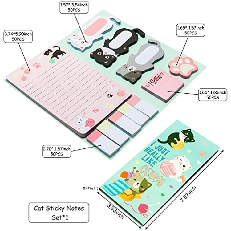 Cute Cat Paw Pads Sticky Note Animal Divider Tabs Bundle Writing Memo ...
