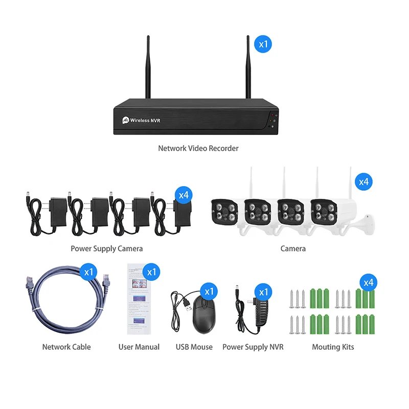 Network Hd 8 Channel Kit Nvr Dvr Set System Ip Wireless Security Wifi ...
