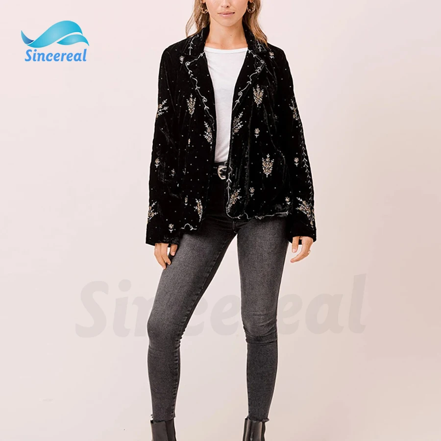 Women Outerwears Custom Ladies Elegant Blazers Jacket Velvet Fancy ...