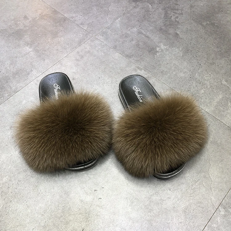2022 Custom Wholesale Furry Ball Slippers - Real Fur Sandals