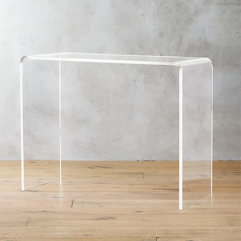 Stylish Acrylic Clear Console Table Medium Waterfall Rectangular ...