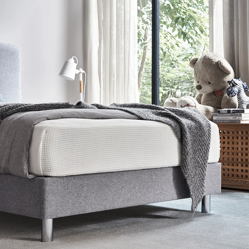 Modern Bedroom Bed and Headboard Set ODM Size Fabric Bed Frame Wood ...