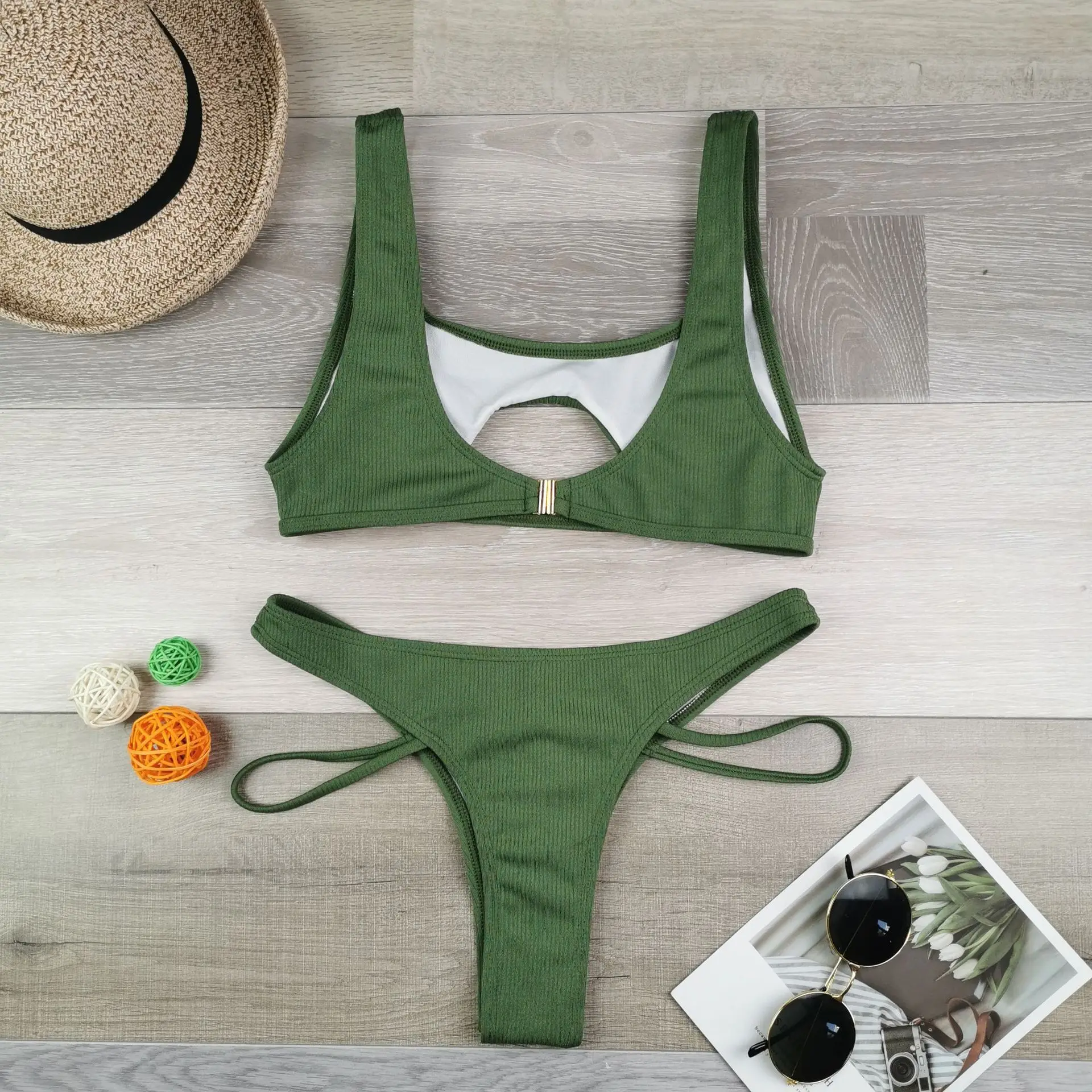 Custom Eco Friendly Balconette Swimwear Ruched Top Women Sexy Bathing ...
