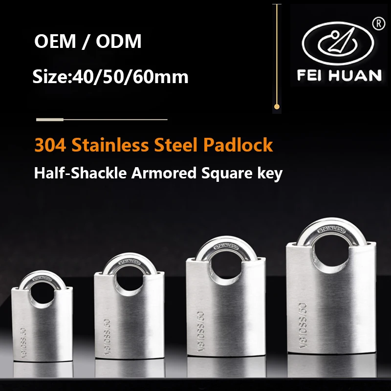OEM 50MM Half Shackle Anti-theft Padlock Square Key Waterproof 304 ...