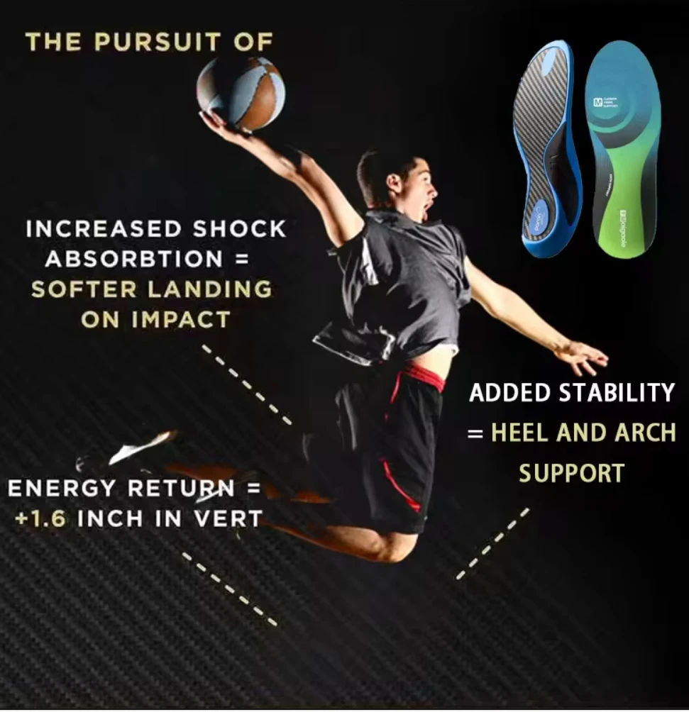 Real Carbon Fiber Shock-Absorbing Insoles for Sports - OEM