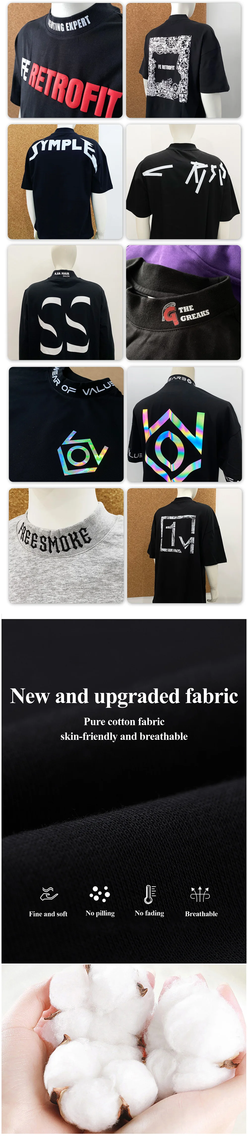 RTS High Quality 100% Cotton Tshirts Custom Mock Neck Black T-shirt Men ...