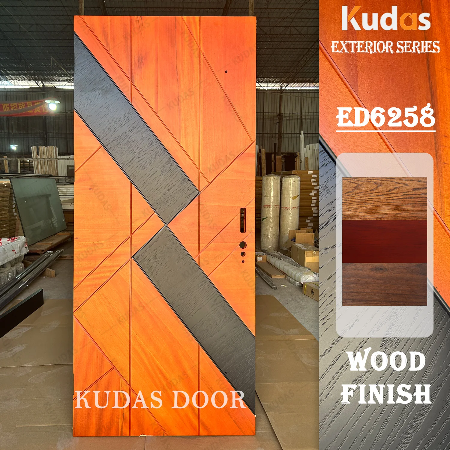 Kudas Double Color Timber Veneer Solid Wooden Entry Door