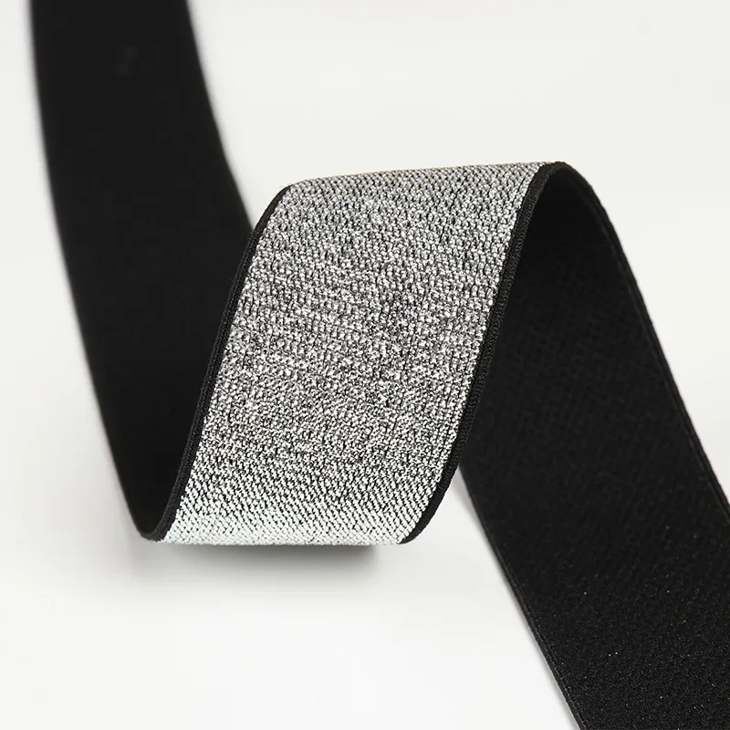 1-4cm 5cm Gold Silver Metallic Jacquard Elastic Band For Underwear ...