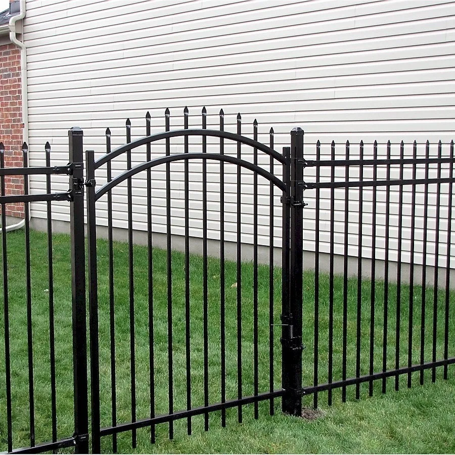 Outdoor 4ft Height Flat Top 3 Rail Aluminum Wrought Security Fence ...