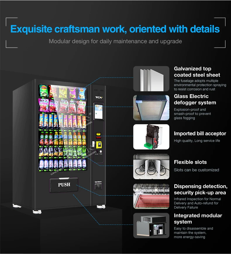 Tcn Self Touch Screen Drink Snack Vending Machine Usa Banknote Vending ...