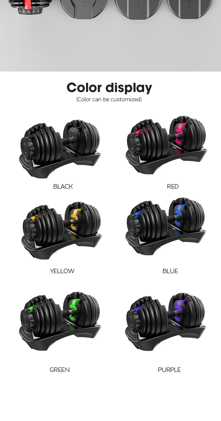 Wholesale Custom 90lb Steel Adjustable Dumbbells for Fitness