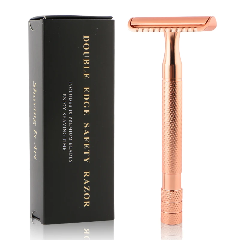 Rose Gold Double Edge Metal Shaver Eco Friendly Metal Razor Classical ...