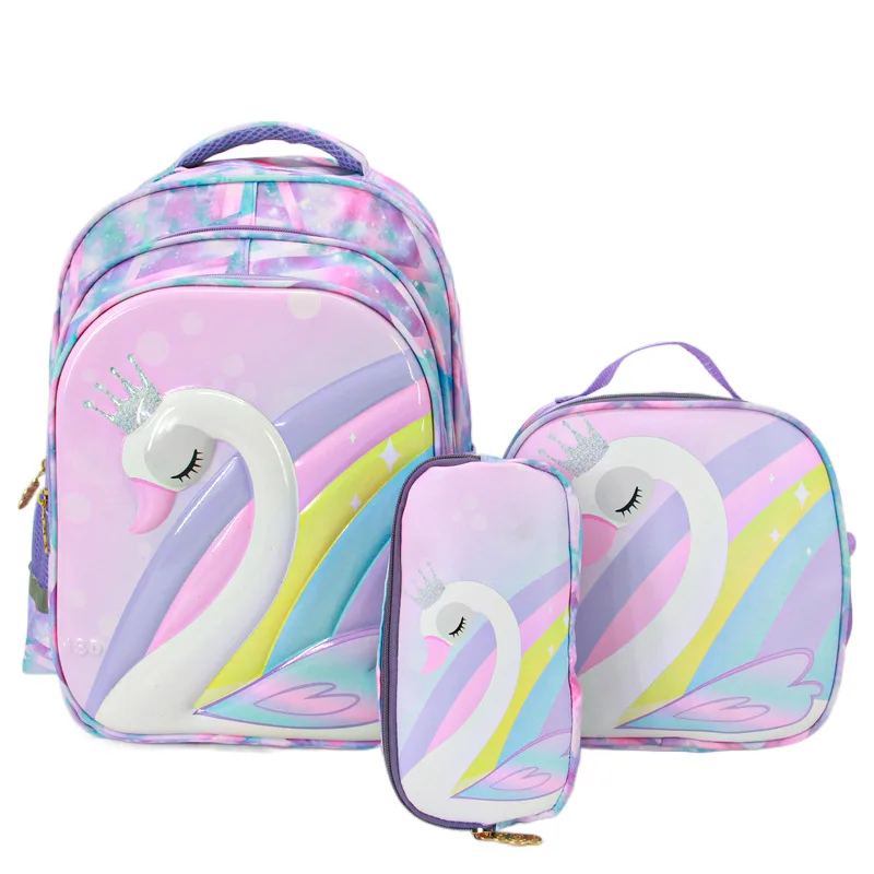 3-in-1 Unisex School Bags Set For Girls Kids Pc Material Backpack With ...