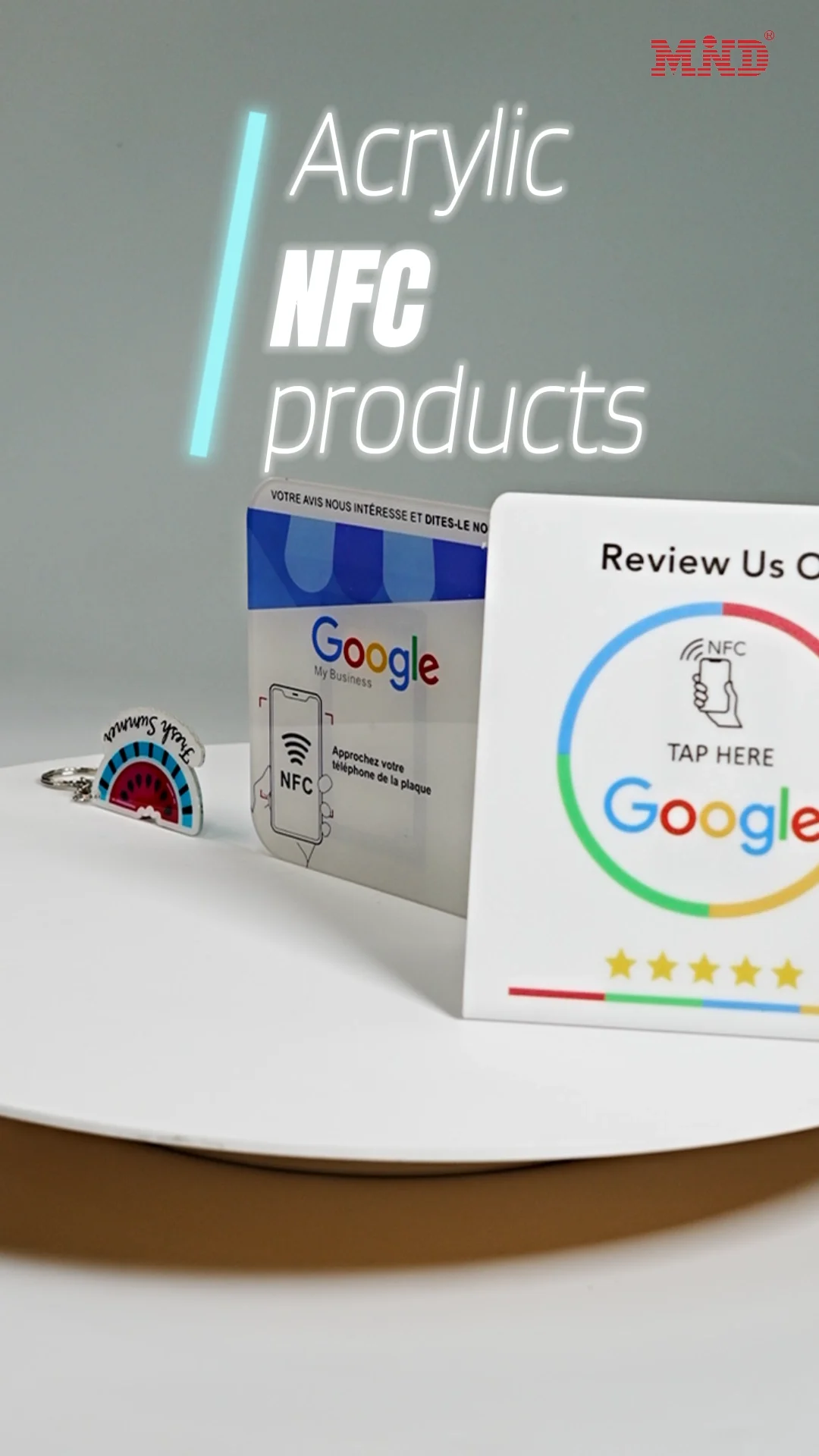 Customized Personalized Acrylic Table Print Qr Code Nfc Pvc Display Stand Blank Nfc Google ...