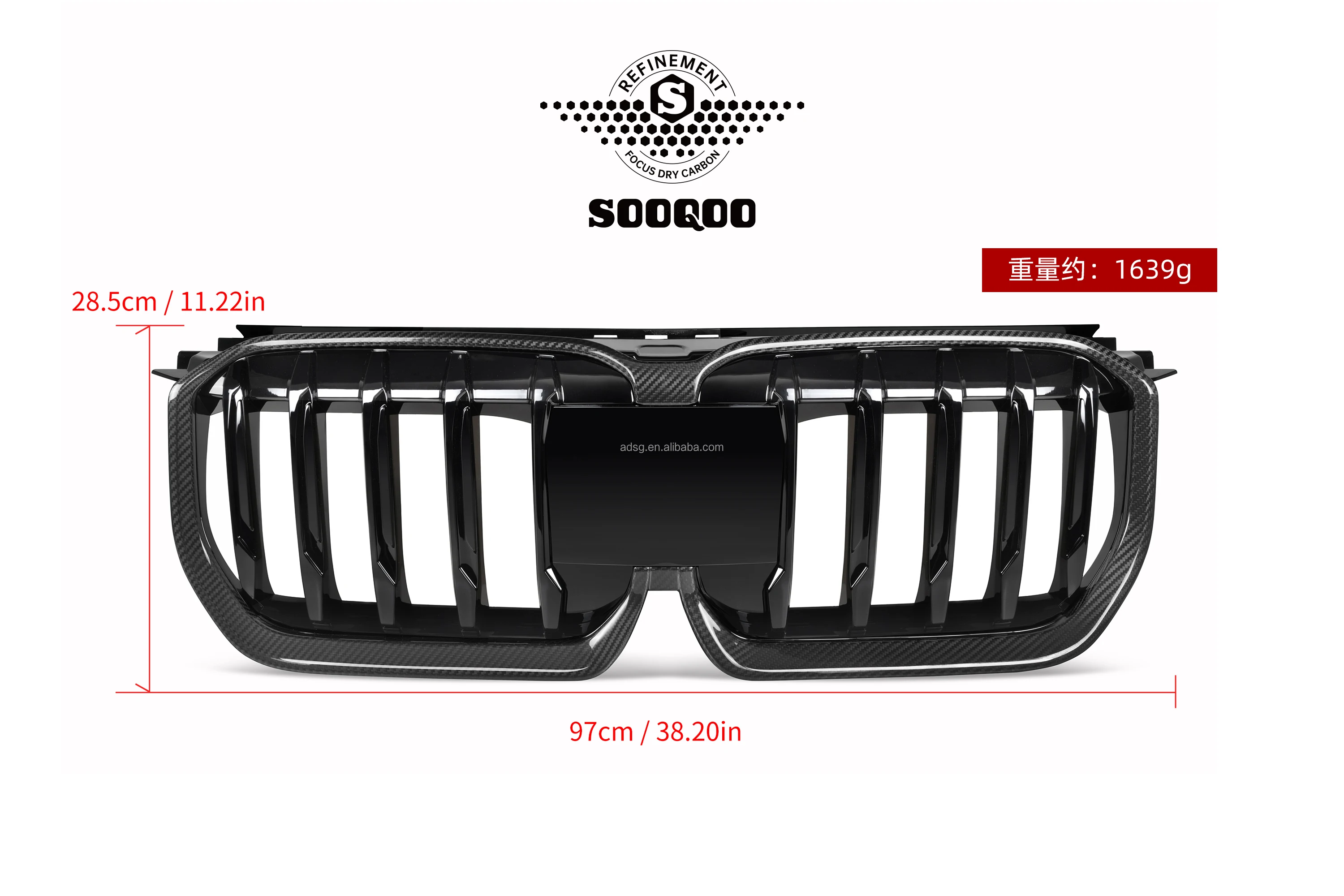 Dry Carbon Fiber Single Slat Front Bumper Kidney Center Grille Grill ...