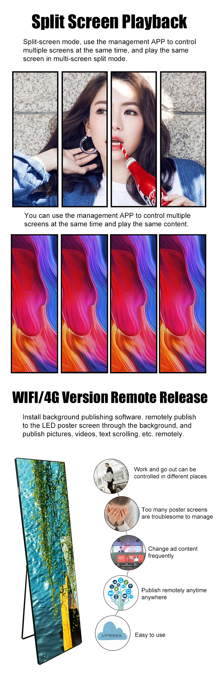 Digital Poster Led Screen Outdoor Indoor Led Display P1.8 P2 P2.5 P3 4g ...