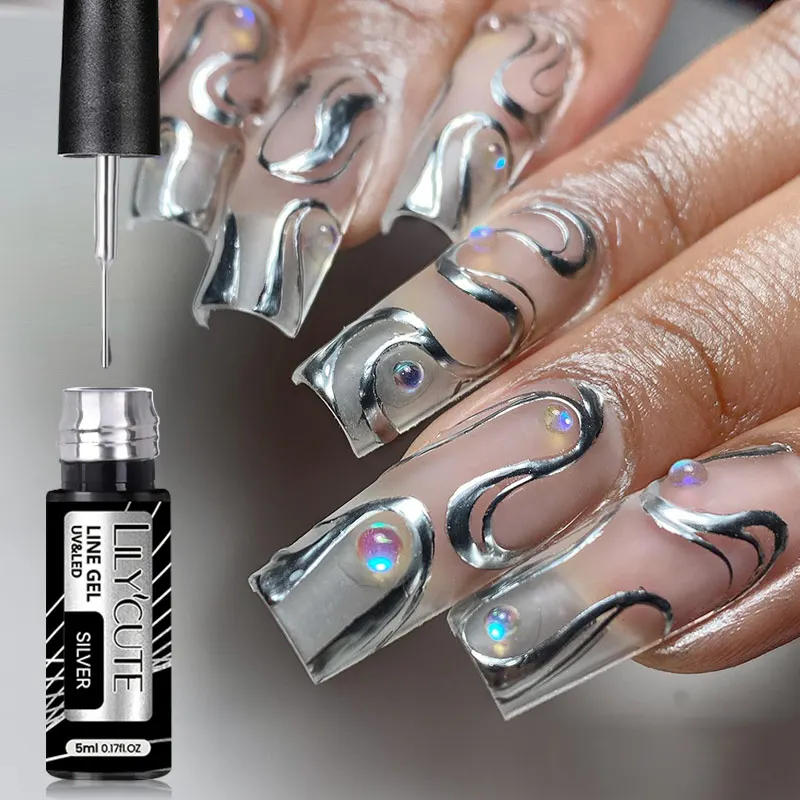 Lilycute Metal Chrome Effect Platinum Gel Liner Nail Art Soak Off Uv ...