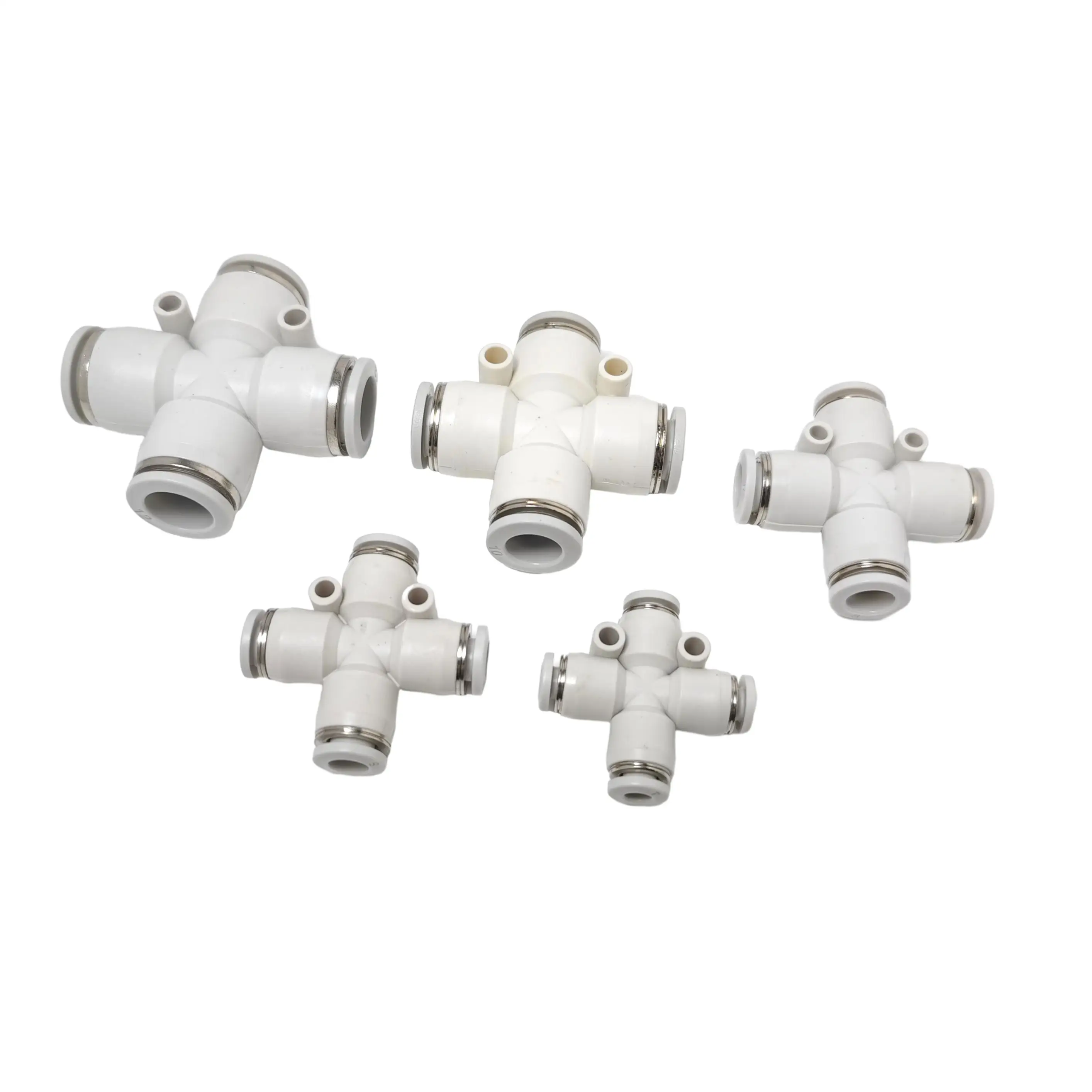 Plastic Cross White Quick Pneumatic Connector Four-way Straight Quick ...