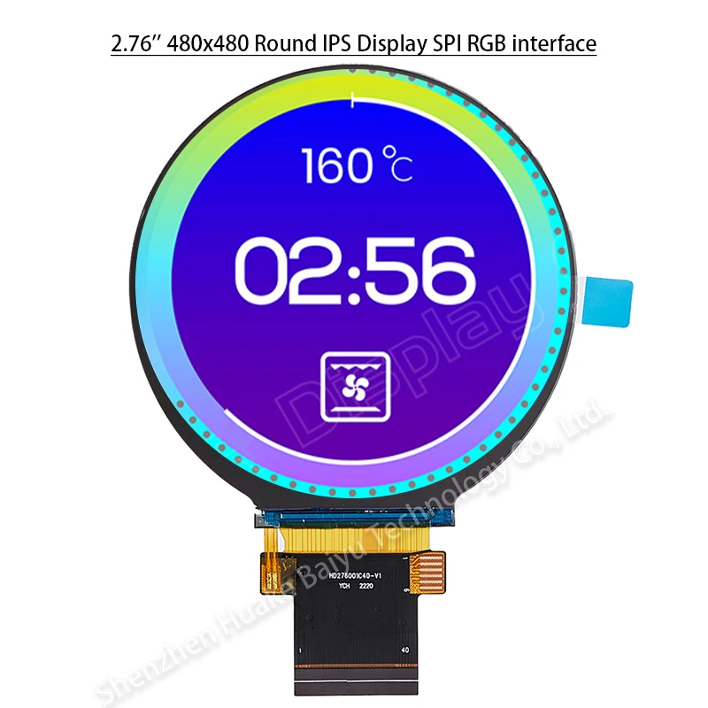 Custom Circular Lcd Touch Screen Spi Mipi Interface 1.28" 1.6" 2.1" 2.76" 3.4" 4.0" Inch Round ...