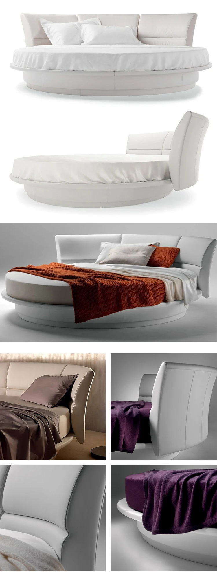 Modern Pure White Circle Bed Round Bed Luxury Bedroom Furniture - Buy ...
