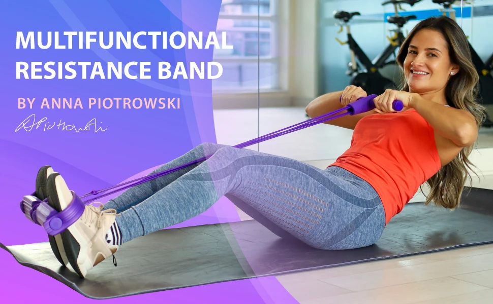 Multifunctional 4 Tubes Latex Foot Pedal Resistance Bands