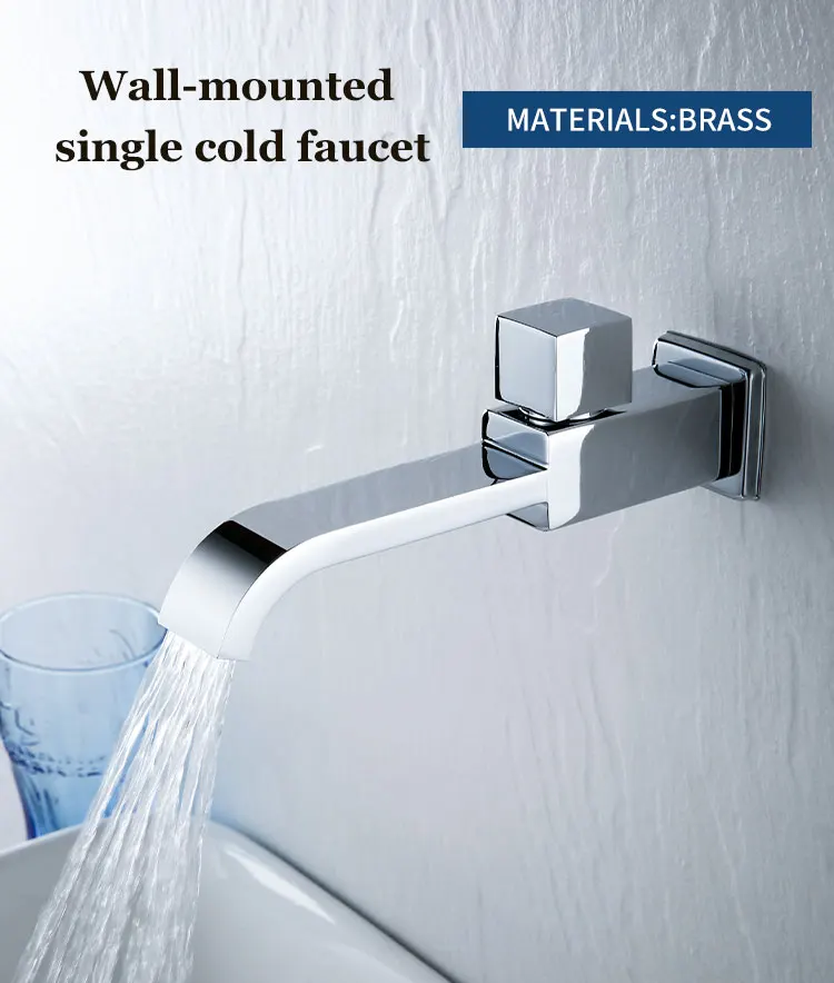 Household In Wall Single Hole Cold Water Faucets Brass Wall Mounted ...