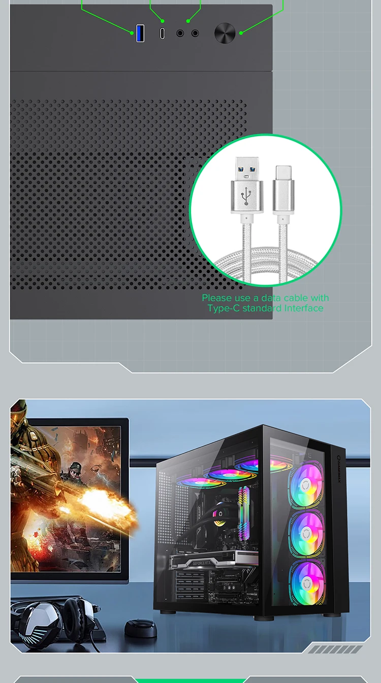 GAMEMAX Infinity Cube Case - Double-Sided Glass ATX Gaming