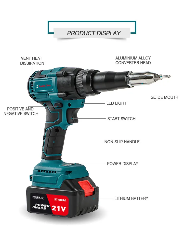 Guang Chen 400w 20v Automatic Rechargeable Lithium Cordless Riveting ...