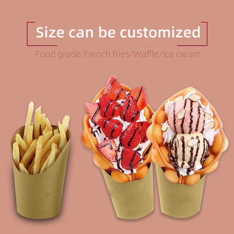 Brown Kraft Chip French Fries Holder Disposable Paper Cup Snack Food ...