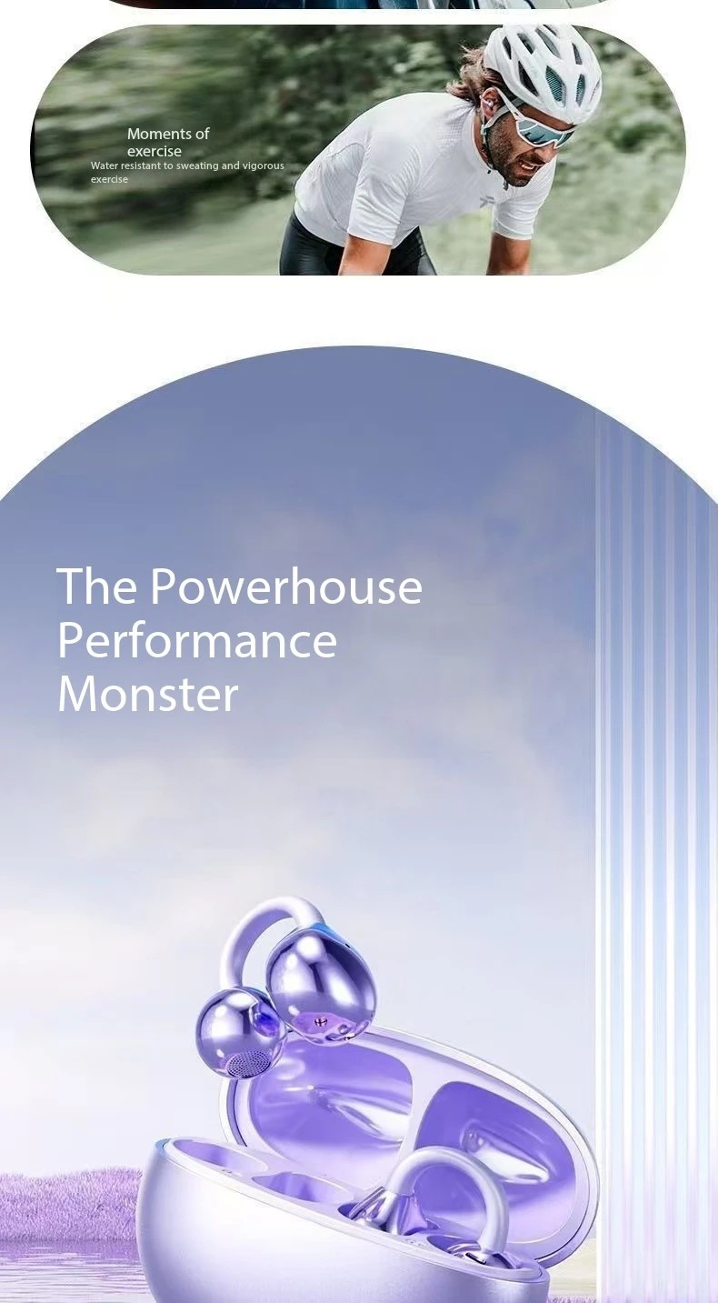 2025 New Open Ear Clip Wireless TWS In-Ear Headphones Noise Cancelling ...