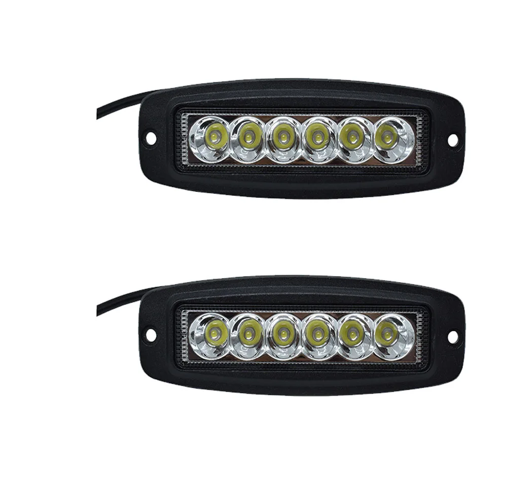 6SMD LED Work Light - 18W Rectangular Head Lamp Double Row