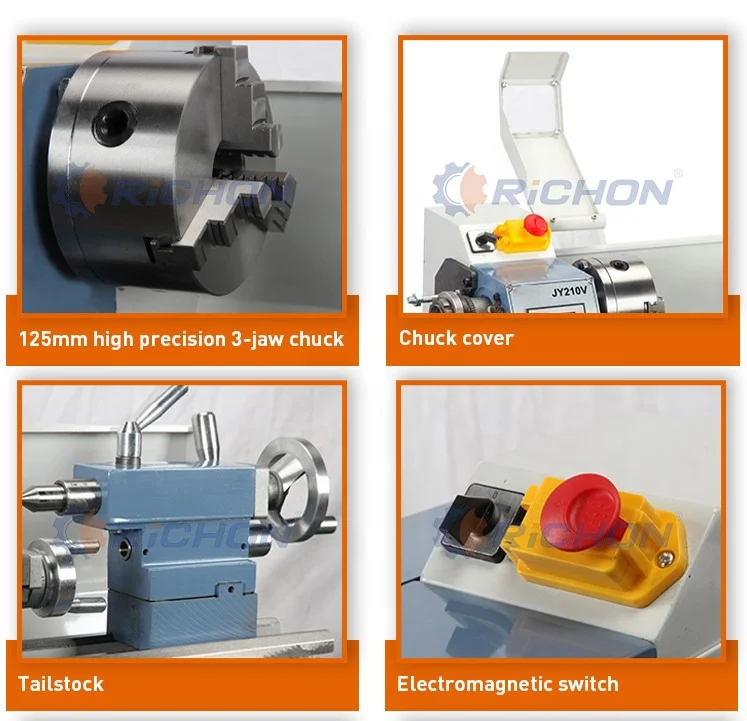 8x32 Metal Bench Lathe Digital Speed 1100w Motor Big Spindle Bore 38mm ...