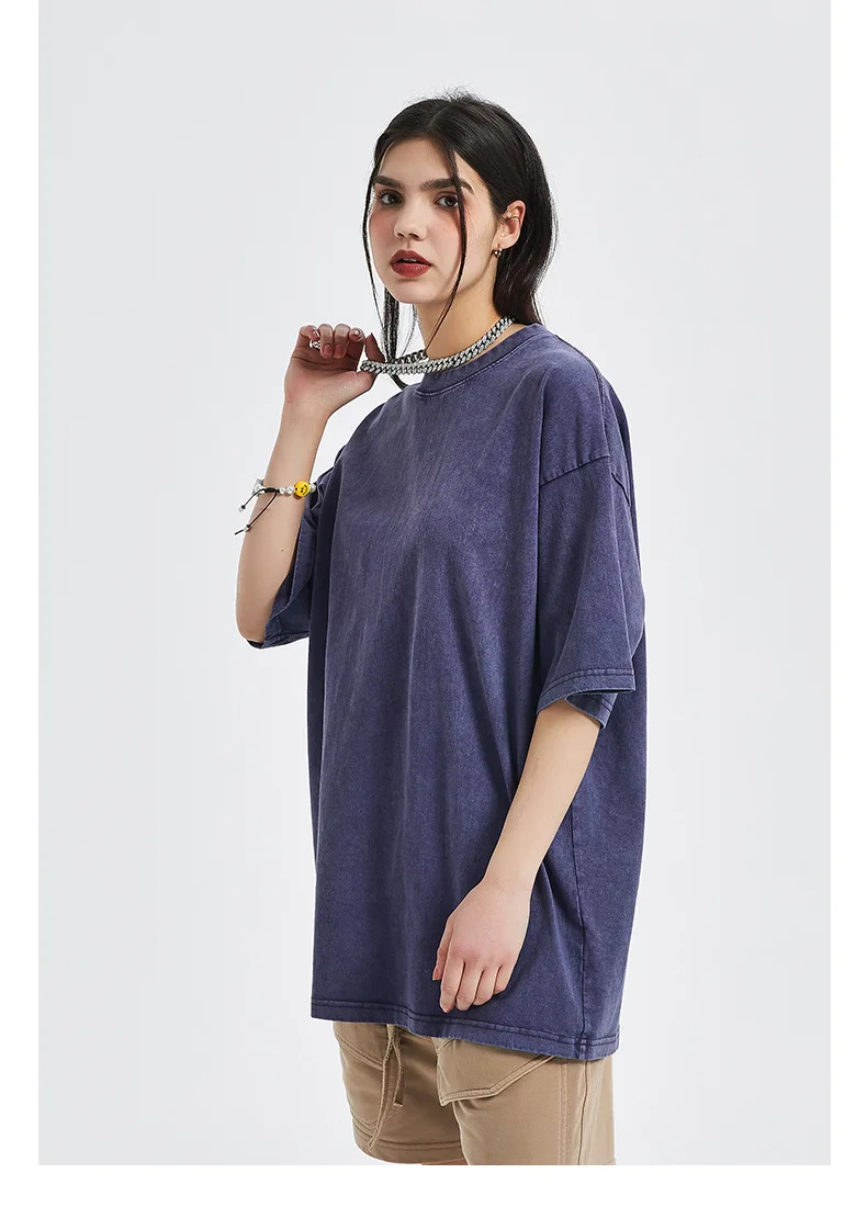 HG10864 Custom Logo 230GSM Tee Vintage Blank Plain Tshirt Cotton Stone ...