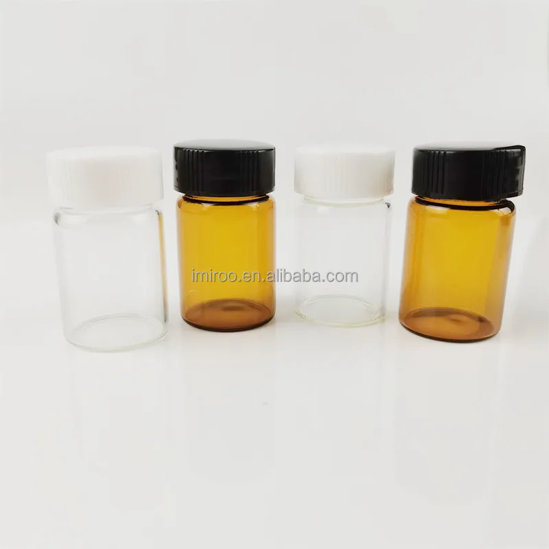 15ml Small Clear Glass Pill Bottle Wide Mouth For Tablet Pharmaceutical ...