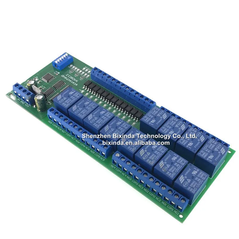 12ch Digital Input Output UART RS485 Relay Module Modbus RTU DIN35 C45 Rail Box for PLC PTZ LED ...