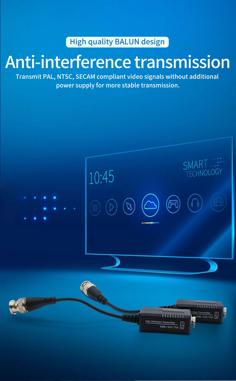 Hd Video Balun Connector Analog /ahd/cvi/tvi Pantilt Bnc For Cctv ...