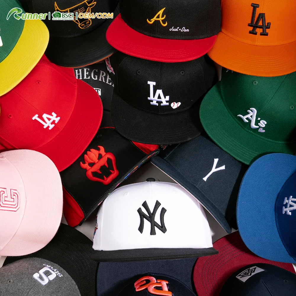 Runner 2024 Oem Bsci Sports Baseball Caps Custom Logo Snap Back Hat ...