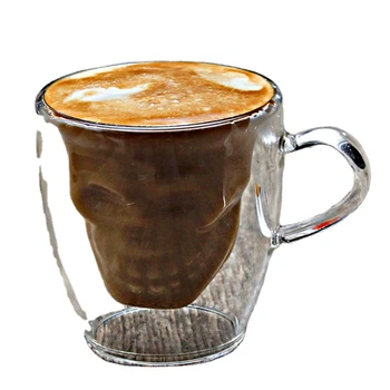 250ml Unique Design Double Wall Skull Glass Cup Borosilicate Glass ...