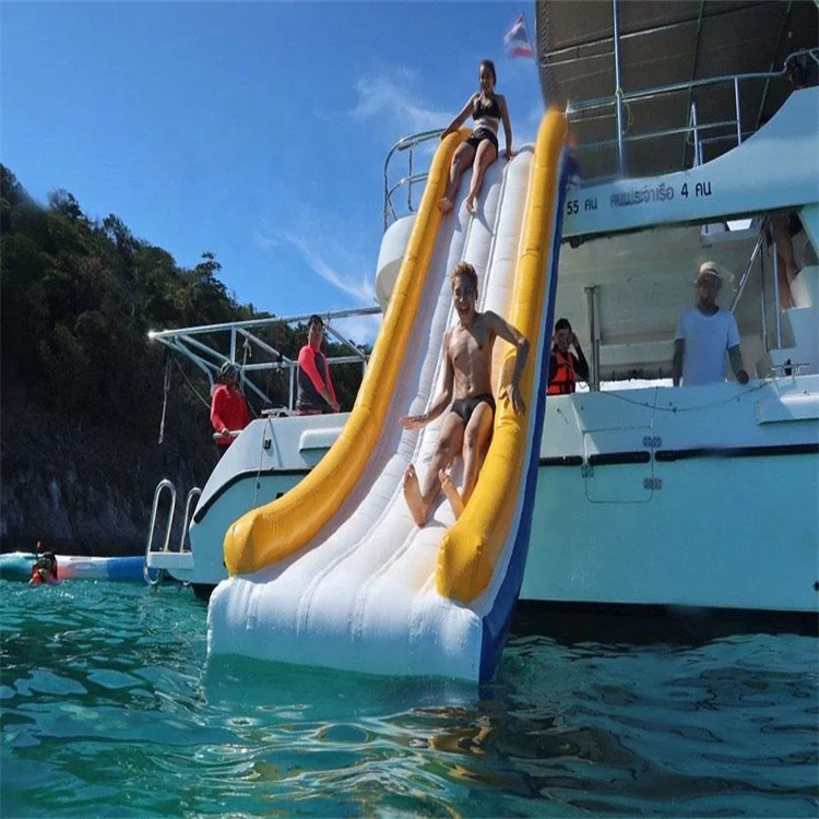 Entertainment Yacht Water Floating Slide PVC Inflatables Pontoon Boat ...