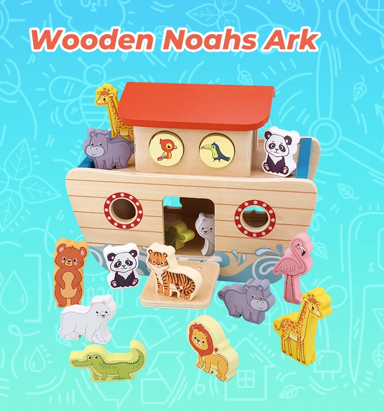 Happy Earth - Noahs Ark Wooden Play Set Educational Toy Animal Shape ...