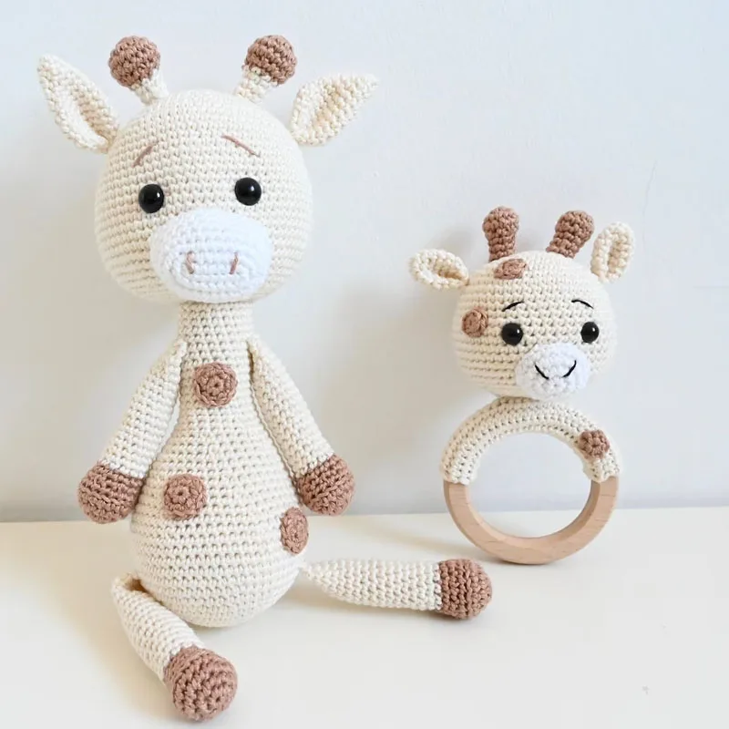 Handmade Giraffe Crochet Amigurumi Teether,Rattle,Pacifier Set Baby ...