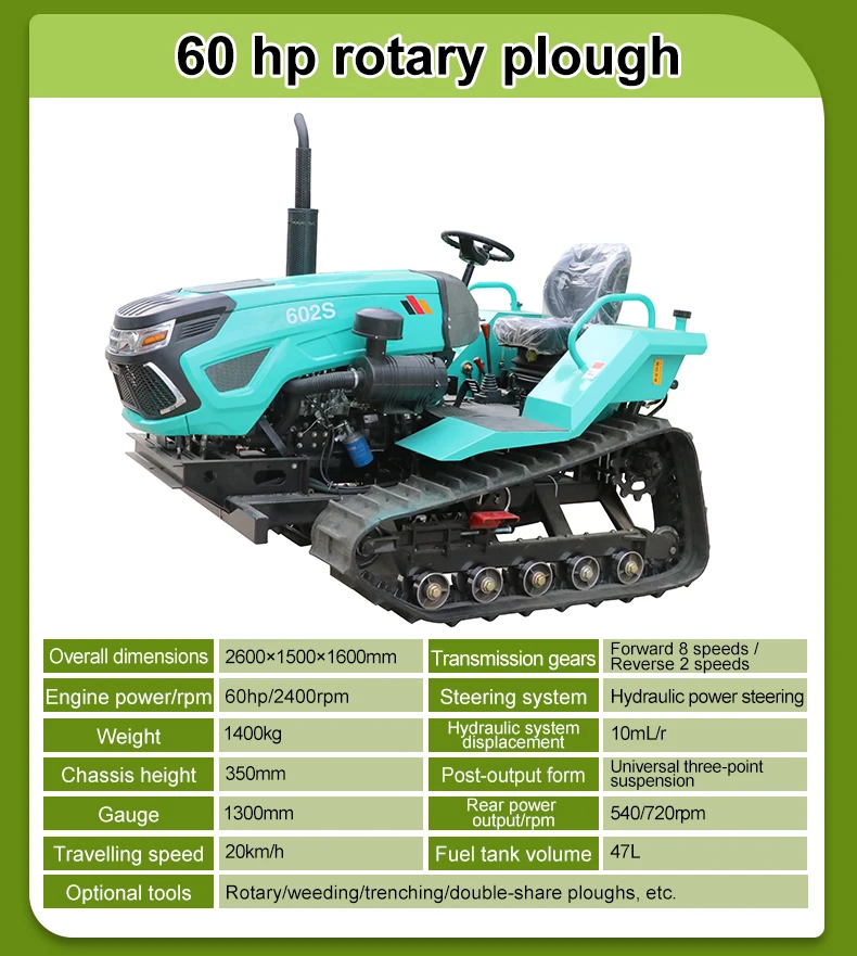 60 Hp Diesel Crawler Rotary Tiller Cultivator With Multi-gear And Air ...