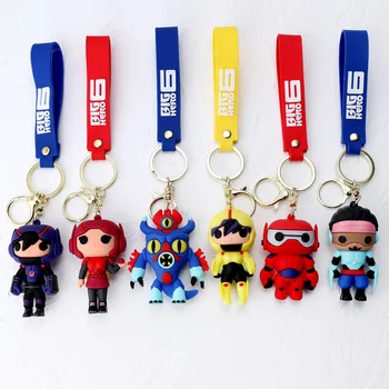 Big Hero 6 Characters Hiro Baymax Fred Wasabi Keychains Silicone Doll ...
