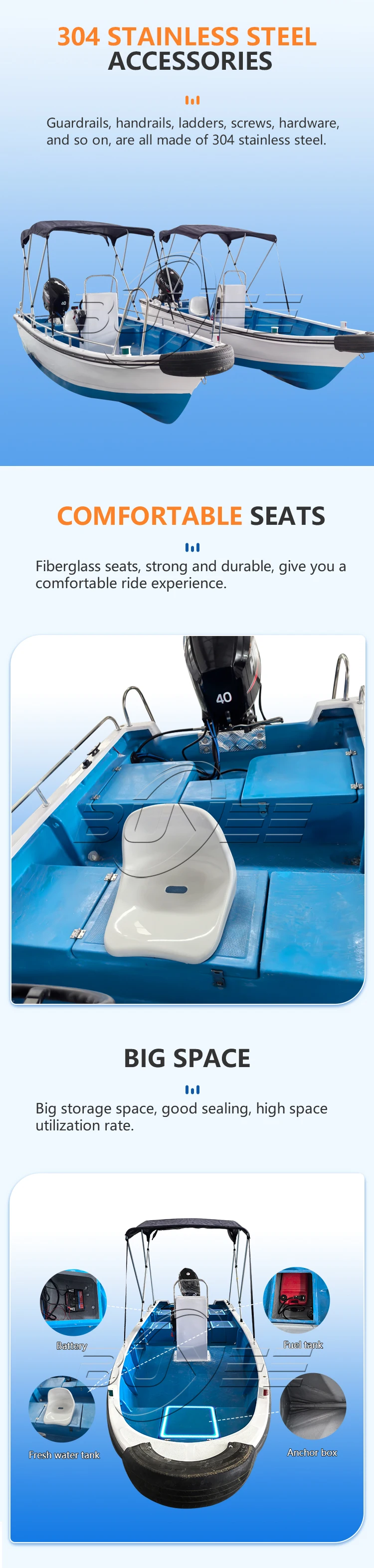 4.8M Fiberglass Sea Fishing Boat - Popular Water Sports