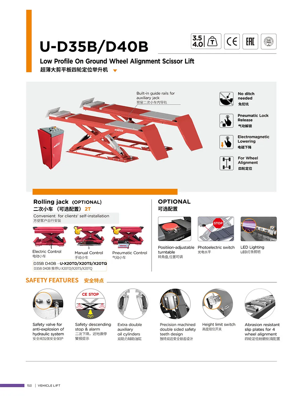 Alignment Scissor Lifting Table for Car Wheel Alignment